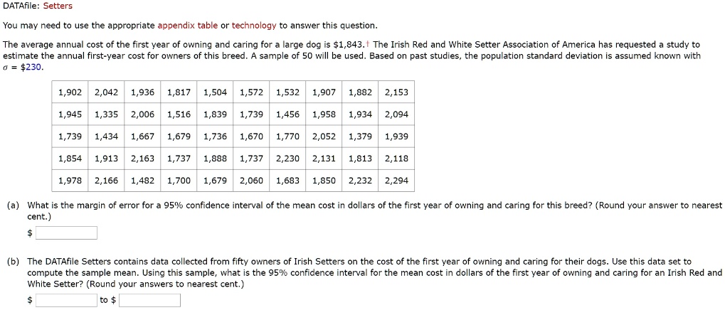 DATAfile: Setters You may need to use the appropriate appendix table or ...