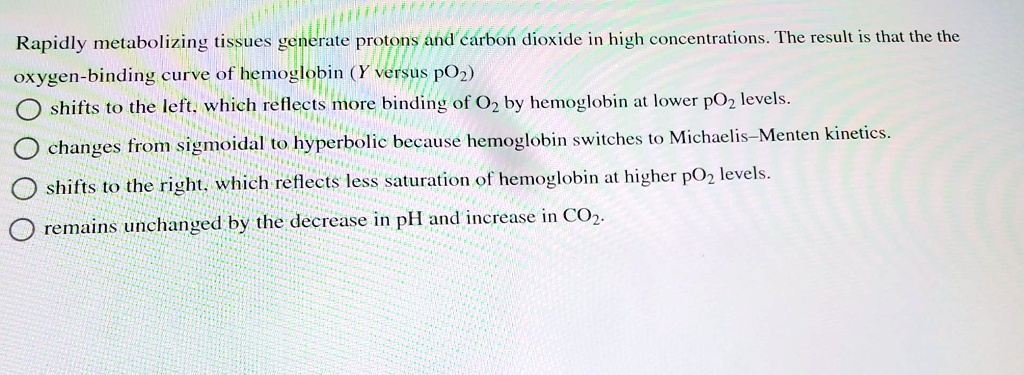 SOLVED: Rapidly metabolizing tissues generate protons and carbon dioxide in high concentrations ...