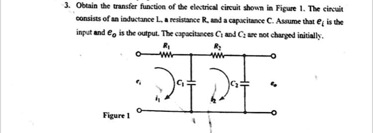 Obtain the transfer function of the electrical circuit shown in Figure ...