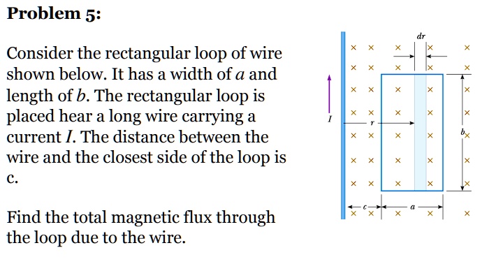 SOLVED: Problem 5: Consider the rectangular loop of wire shown below. It has a width of a and ...