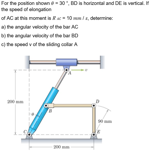 SOLVED: For the position shown @ = 30 BD is horizontal and DE is ...