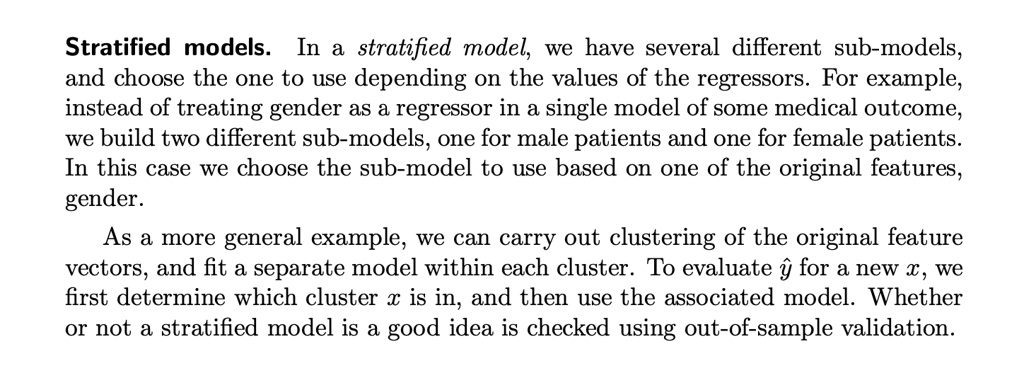 SOLVED:Stratified models. In stratified model; we have several ...