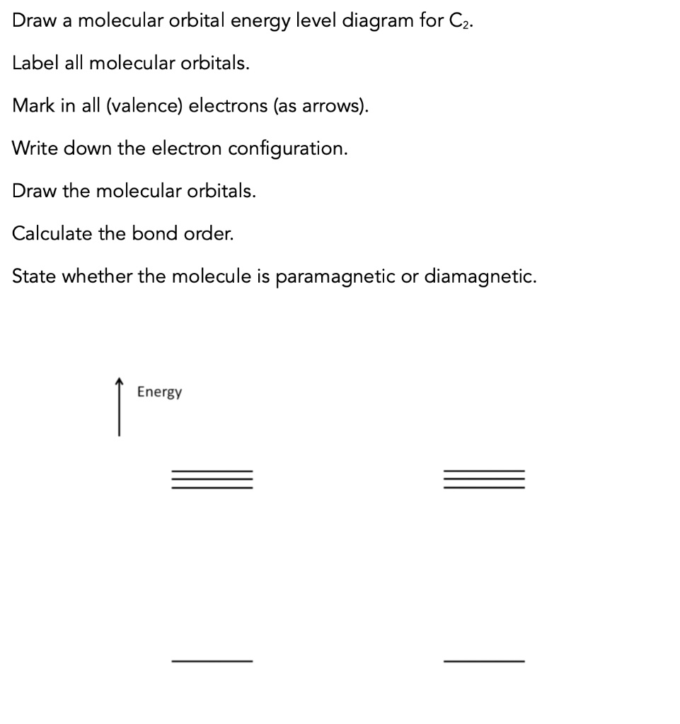 SOLVED: Please fill in exactly how the diagram lays it out. Draw a molecular orbital energy ...