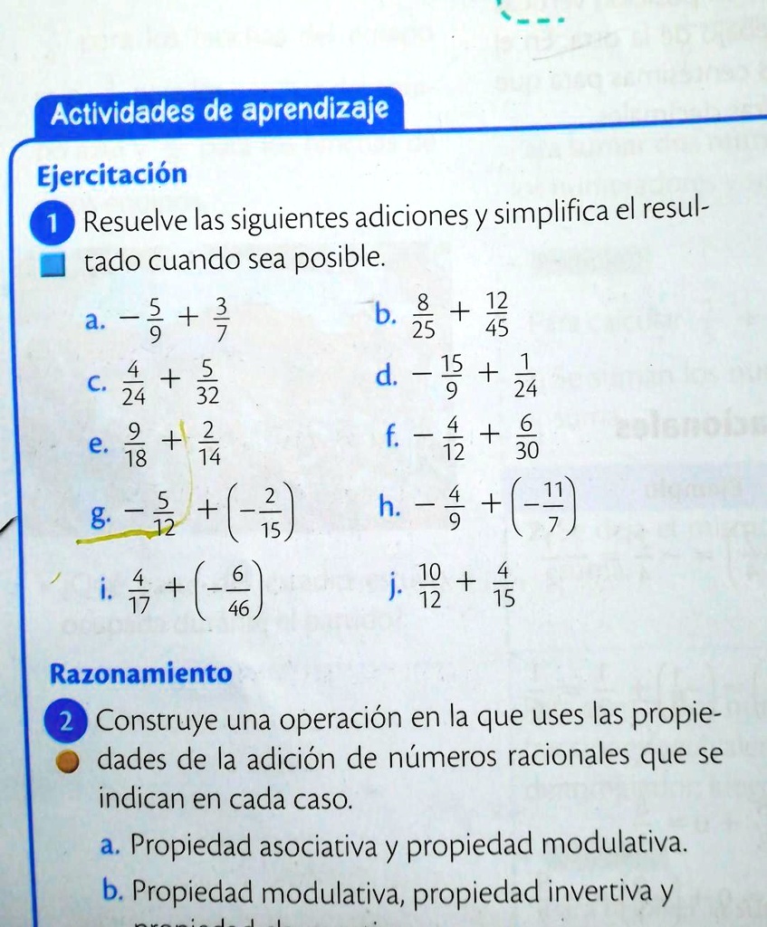 SOLVED: Resuelve las siguientes adiciones y simplifica el resultado ... SOLVED: Resuelve las siguientes adiciones y simplifica el resultado ...