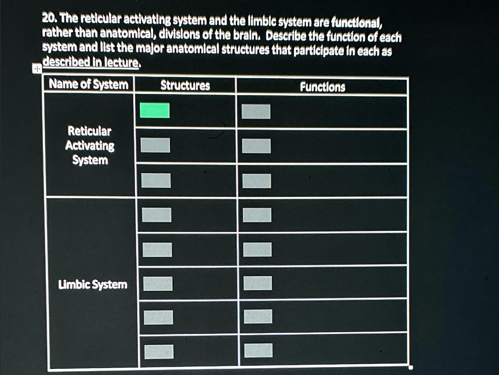 20. The reticular activating system and the limbic system...