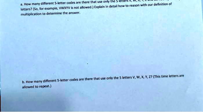 SOLVED:different 5-letter codes are there that use only the etters How ...