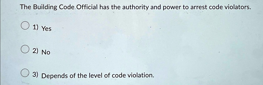 SOLVED: The Building Code.Official has the authority and power to ...