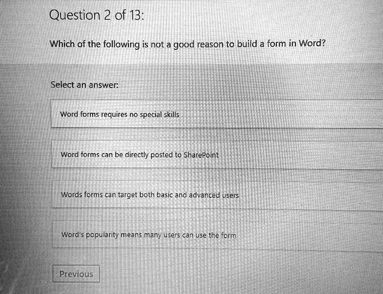 Question 2 of 13: Which of the following is not a good reason to build ...