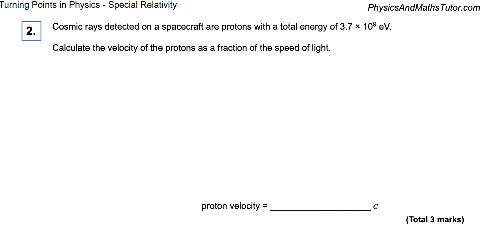 Turning Points in Physics - Special Relativity PhysicsAndMathsTutor.com ...