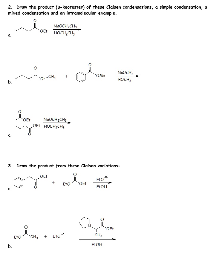SOLVED: Text: Draw the product (B-ketoster) of these Claisen ...