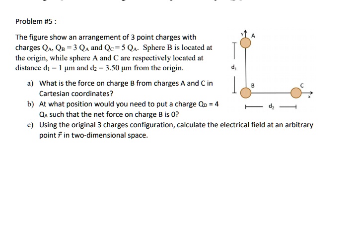 problem 5 the figure show an arrangement of point charges with charges qa qb 3 qa and qc 5 qa ...
