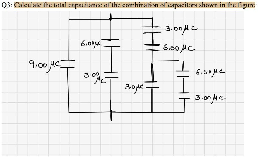 SOLVED: Calculate the total capacitance of the combination of capacitors shown in the figure ...