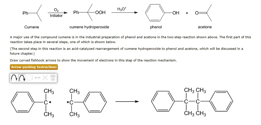 SOLVED: 02 Initiator H3O* Ph Ph OOH Cumene cumene hydroperoxide phenol ...