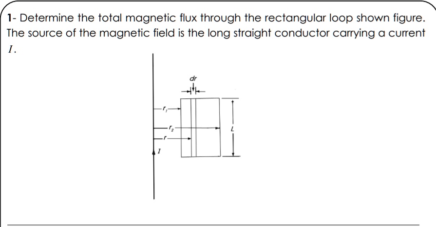 SOLVED: 1- Determine the total magnetic flux through the rectangular loop shown figure The ...