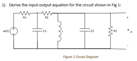 1) Derive the input-output equation for the circuit shown in Fig 1: VV R2 R1 Figure 1 Circuit ...