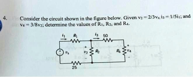 SOLVED: Consider the circuit shown in the figure below: Given Vz = 2/3Vs, I3 = I/5i, and 3/8V2 ...