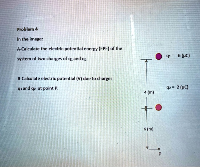 SOLVED: Problem 4 In the image: A - Calculate the electric potential energy (EPE) of the system ...