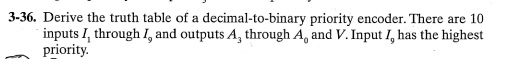 VIDEO solution: 3-36. Derive the truth table of a decimal-to-binary ...