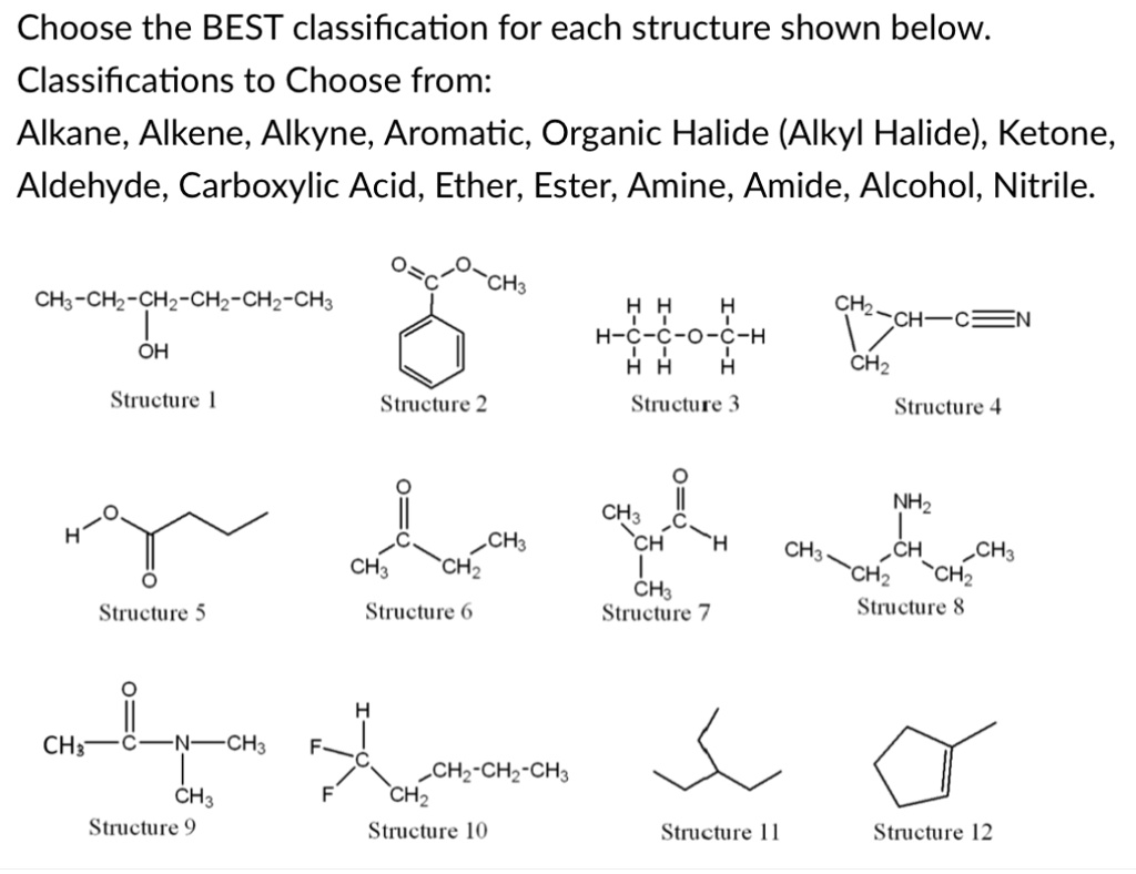 SOLVED: Choose the BEST classification for each structure shown below: Classifications to Choose ...