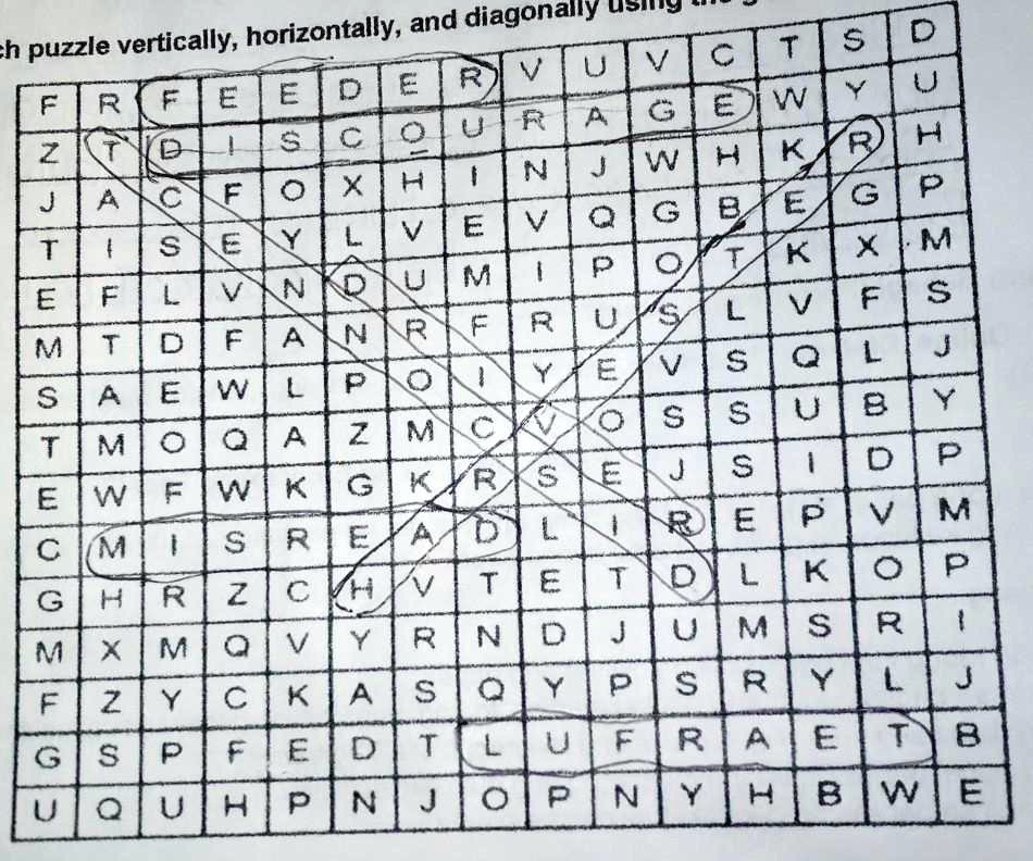 look for the words in a search puzzle vertically horizontally and ...