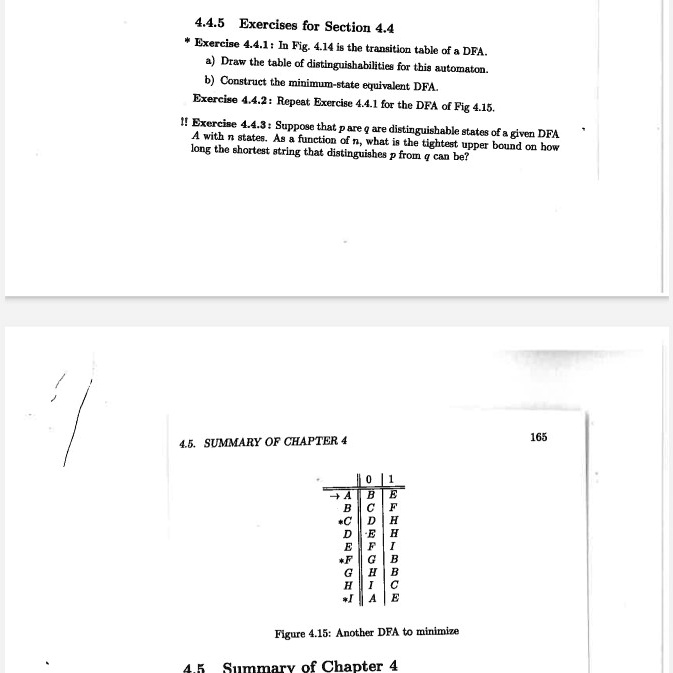 Need Exercise 442 445exercises For Section 44 Exercise 441 In Fig414 Is The Transition Table Of 6322