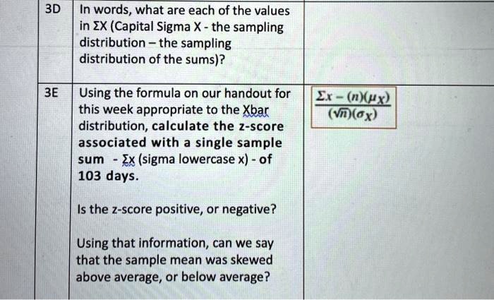 SOLVED: 3D In words, what are each of the values in EX (Capital Sigma X ...