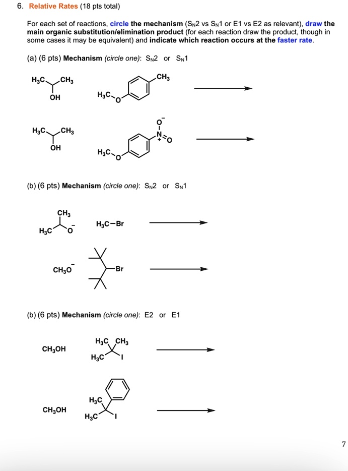 SOLVED: 6. Relative Rates (18 pts total) For each set of reactions ...