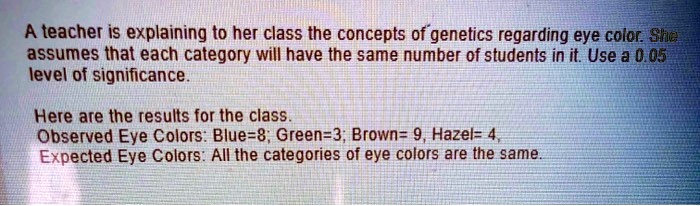 A teacher is explaining to her class the concepts of genetics regarding ...