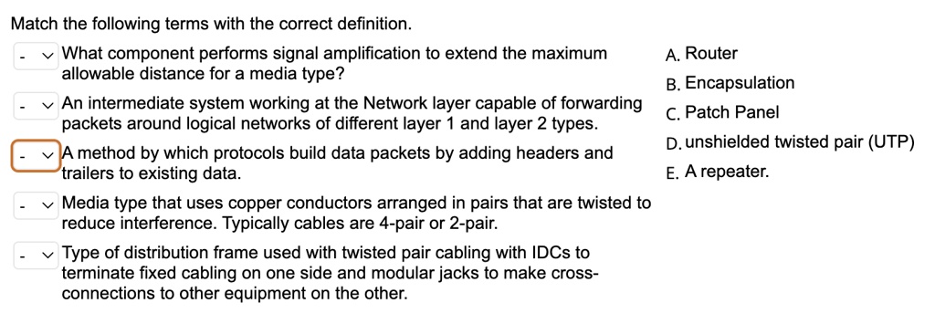 [GET ANSWER] Match the following terms with the correct definition. What component performs ...