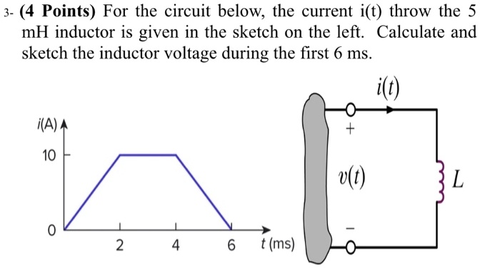 SOLVED: 3-4 Points) For the circuit below, the current it throw the 5 mH inductor is given in ...