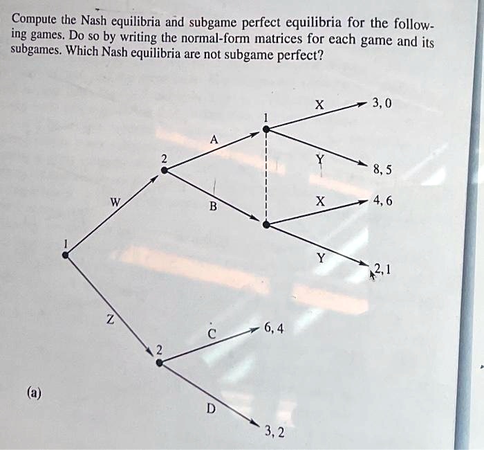 Compute the Nash equilibria and subgame perfect equilibria for the ...