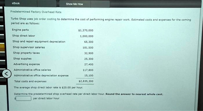 eBook Predetermined Factory Overhead Rate Show Me How Turbo Shop uses ...