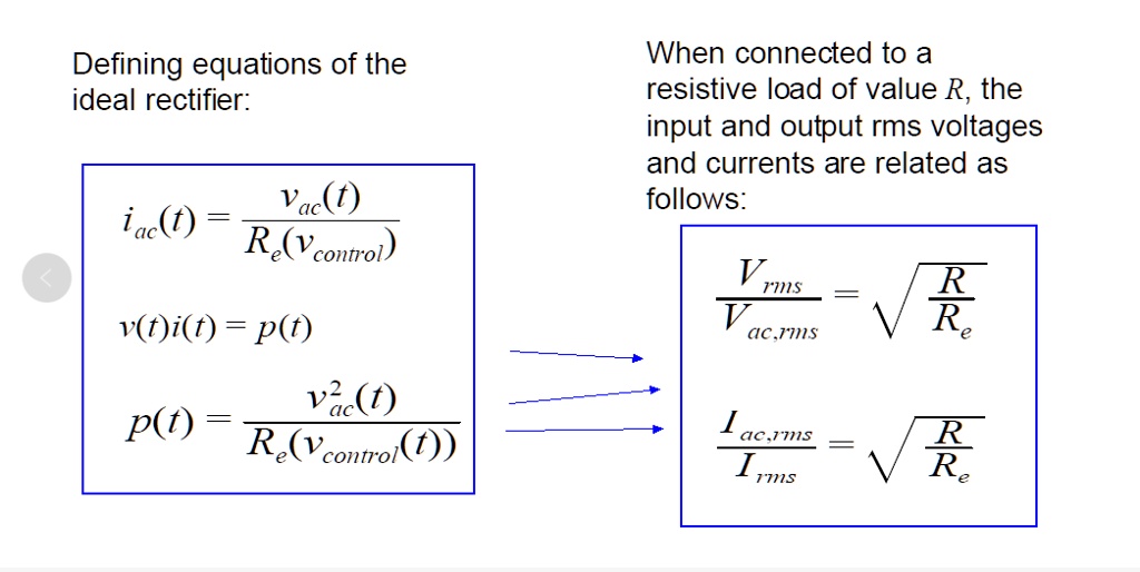 SOLVED: show how equations of the ideal rectifier changed to the other ...
