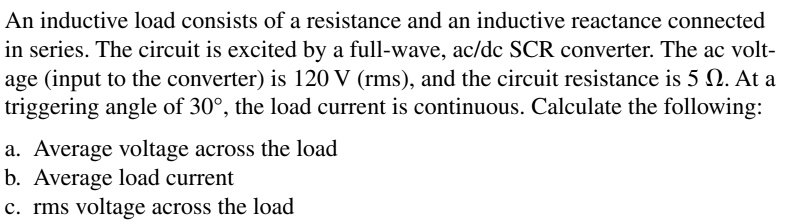 SOLVED: An inductive load consists of a resistance and an inductive ...