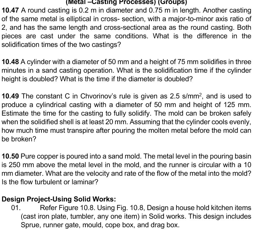 metal castingprocessesgroups 1047 a round casting is 02 m in diameter ...