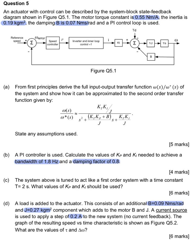 SOLVED: Question 5: Actuator Control and System Analysis An actuator with control can be ...