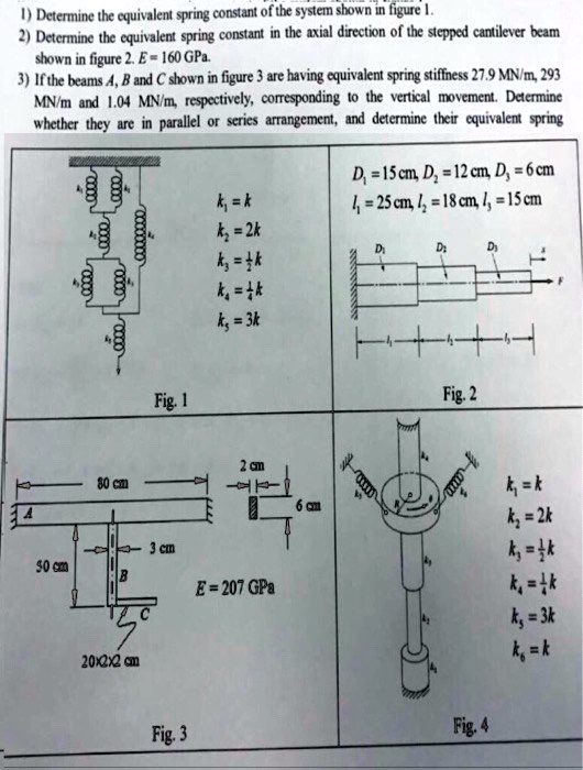 1) Determine the equivalent spring constant of the system shown in ...