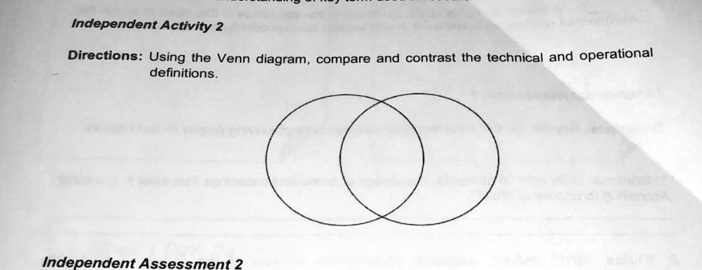 using the venn diagram compare and contrast the technical and operational definition independent ...