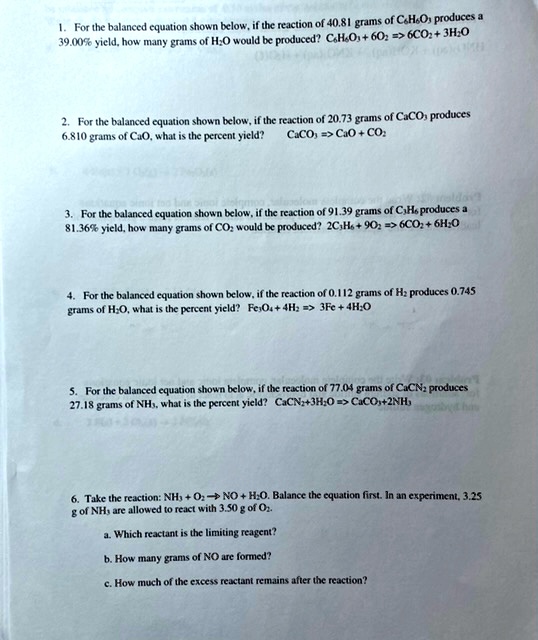 2 for the balanced equation shown below if the reaction of 2073 grams ...
