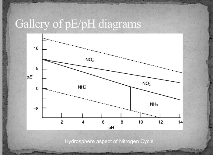 Gallery of pE/pH diagrams 16 NO3 8 pE NO2 NH4 0 -8 NH3 2 4 6 8 10 12 14 ...