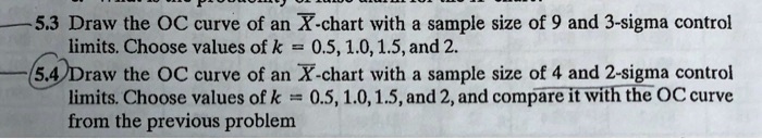 5.3 Draw the OC curve of an X̅-chart with a sample size of 9 and 3-sigma control limits. Choose ...