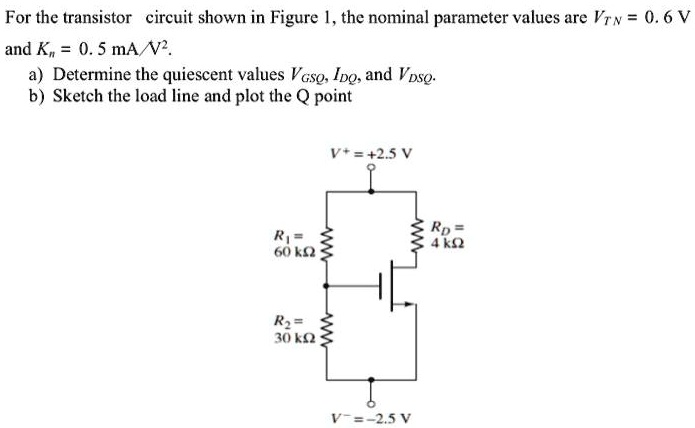 For the transistor circuit shown in Figure 1, the nominal parameter values are VTN = 0.6 V and ...