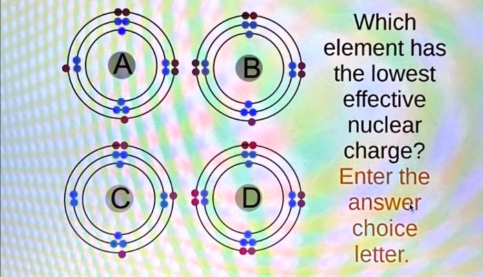 SOLVED: A C B D Which element has the lowest effective nuclear charge ...