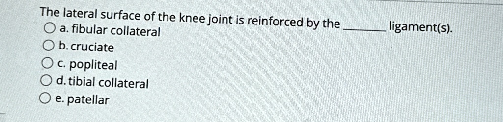 The lateral surface of the knee joint is reinforced by the ligament(s ...