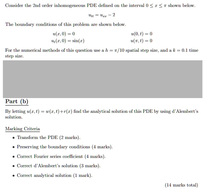consider the 2nd order inhomogeneous pde defined on the interval 0xpi shown below uttutimes 2 ...