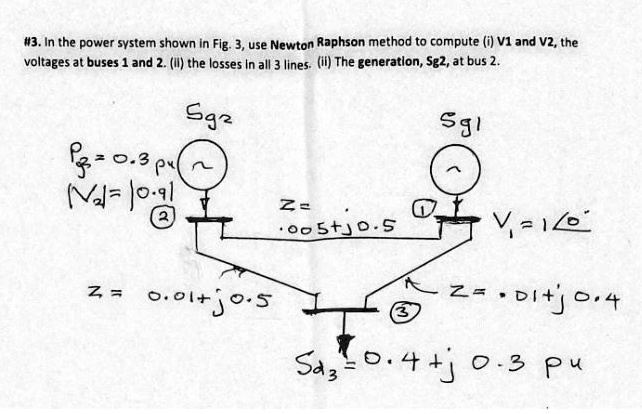 SOLVED: 03. In the power system shown in Fig, use the Newton-Raphson ...