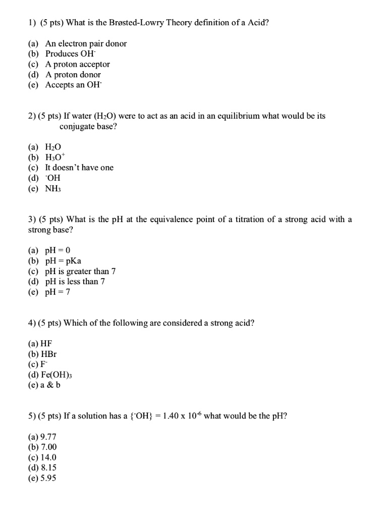 5 pts what is the brosted lowry theory definition ofa acid an electron ...