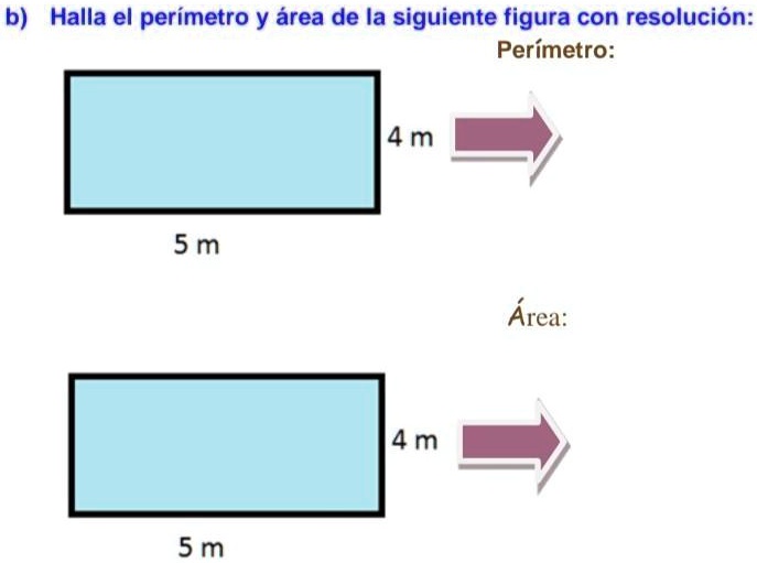 SOLVED: b) Halla el perímetro y área de la siguiente figura con ...