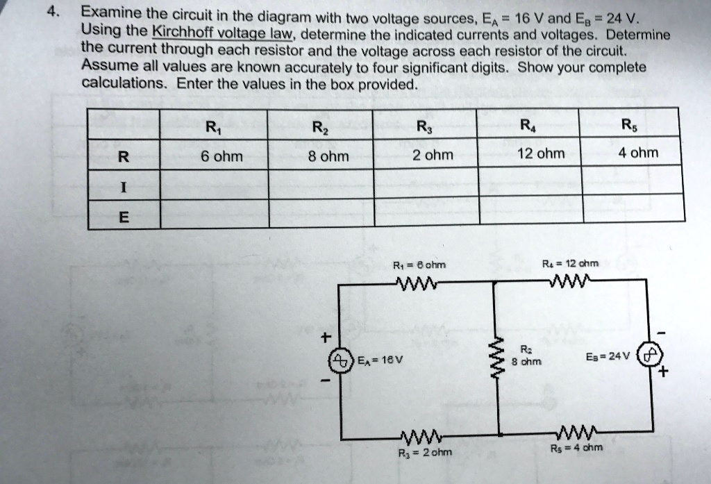 SOLVED: 4. the current through each resistor and the voltage across each resistor of the circuit ...