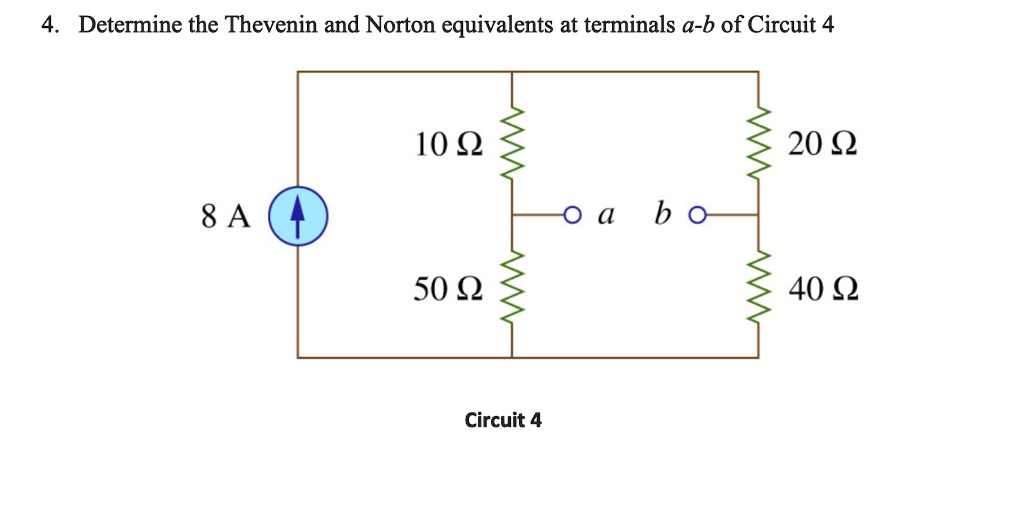 SOLVED: 4. Determine the Thevenin and Norton equivalents at terminals a ...